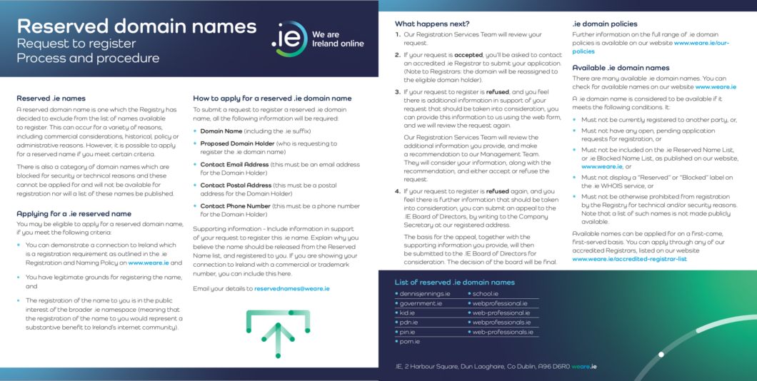 Reserved .ie Names - .ie